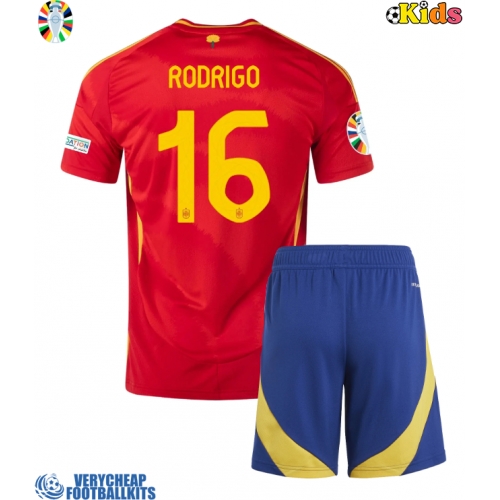 Spain Rodri Hernandez #16 Replica Home Minikit Euro 2024 Short Sleeve ...